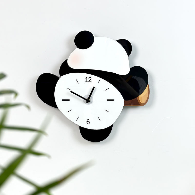 Cartoon Creative Panda Animal Wall Clock Living Room Children's Room ...