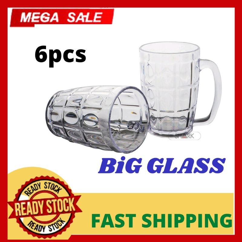 Set Gelas 6pcs Big Glass 350ml Cawan/Cup Besar Dan Tebal | Shopee Malaysia