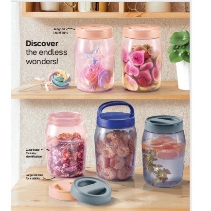 Tupperware Universal Jar Duo Set 1.5L Milk Pink and Matt Grey | Shopee ...