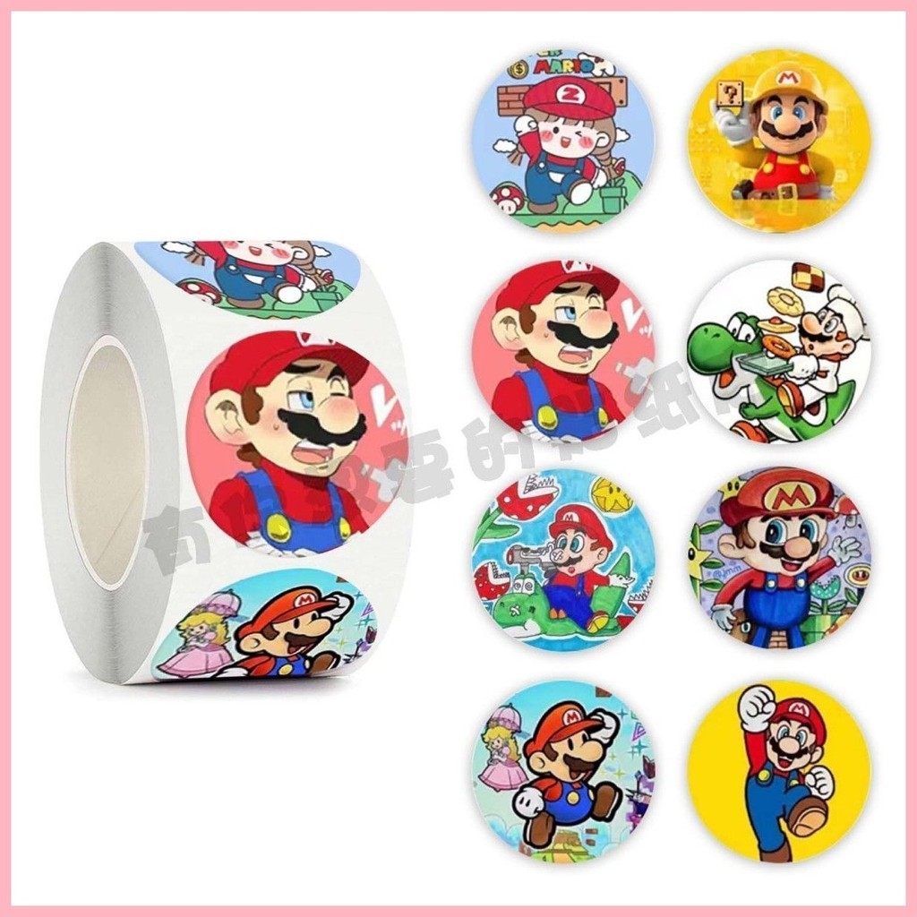 Stickers Super Mario (500 Stickers/Roll) Classic Super Mario Stickers ...