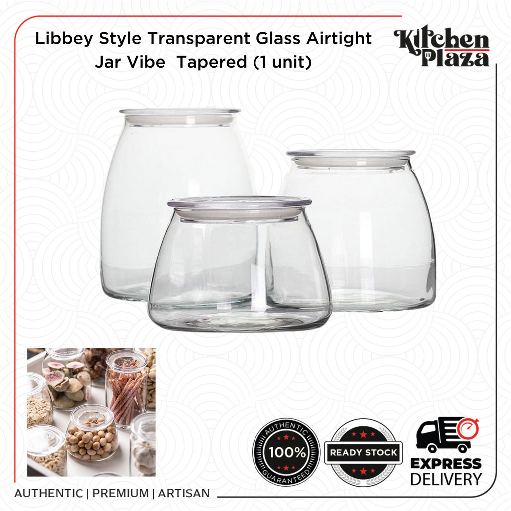 Libbey Style Transparent Glass Airtight Jar Vibe Tapered (1 unit)/Bekas ...