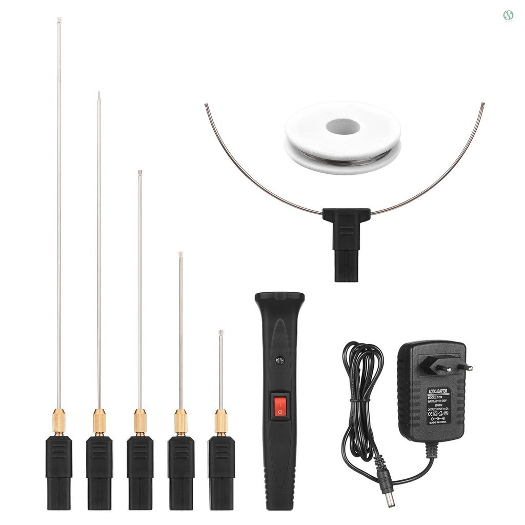 24W Handheld Electric Foam Cutter Kit with 5 Straight Tips & 1 Arch Tip ...