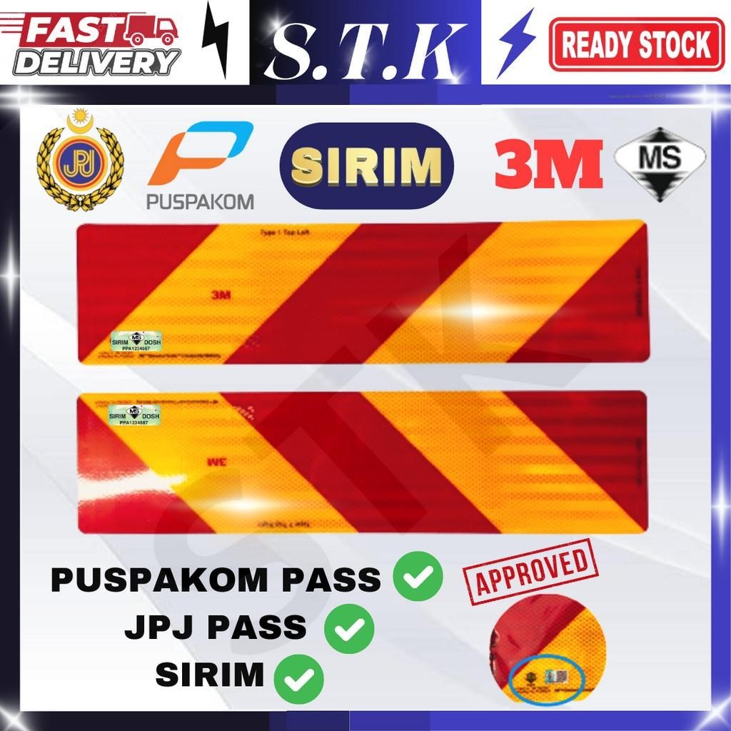 1 Pair 3M Red Yellow Lorry Sticker SIRIM Reflective Sticker / Sticker Puspakom / Sticker Lorry ...