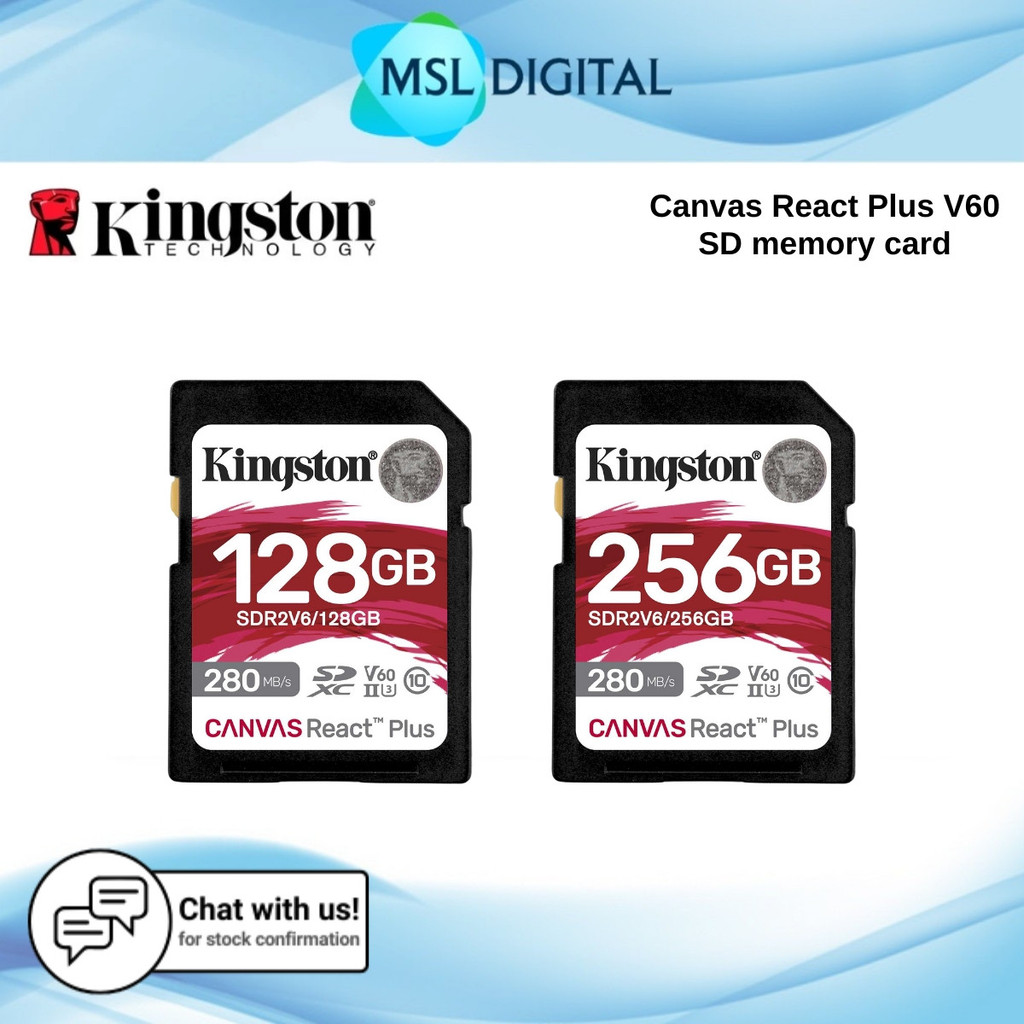 Kingston Canvas React Plus V60 SD memory card (SDR2V6) | 128GB/256GB ...