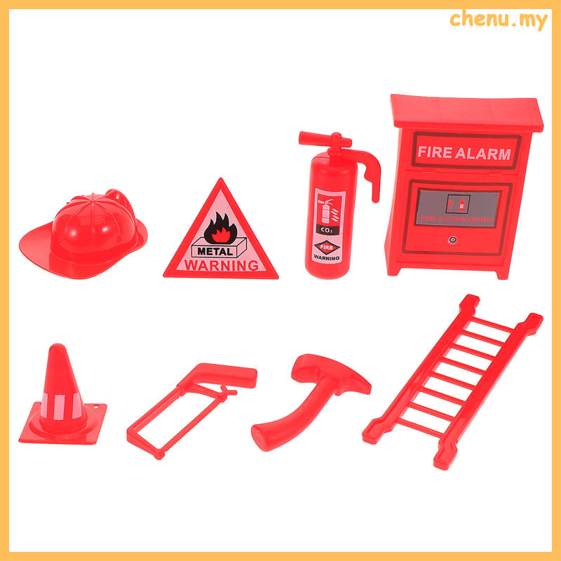 8pcs Realistic Firefighter Playset Miniature Fire Extinguisher Ladder ...