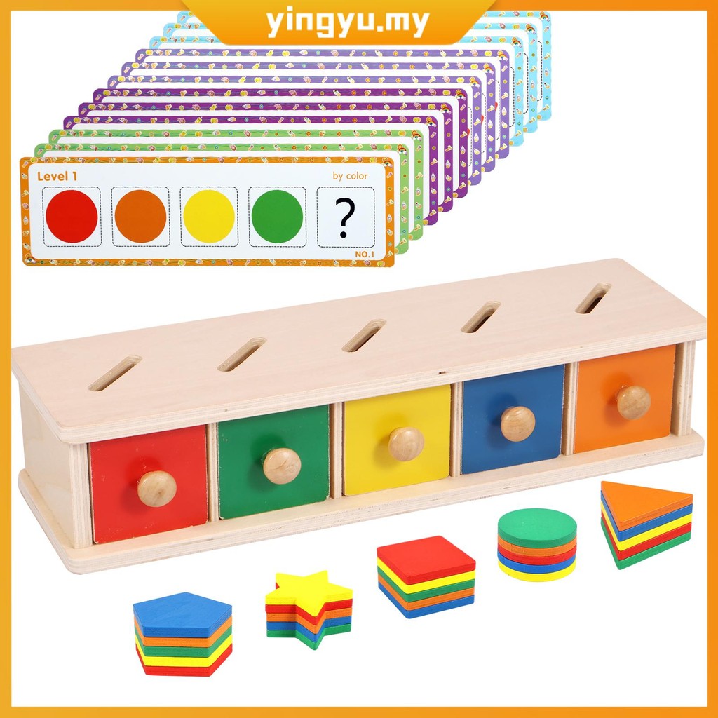 Montessori Color Shape Sorting Toy Wooden Color Shape Sorting Box ...