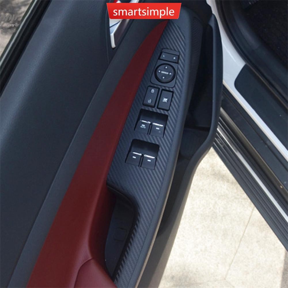 SMARTSIMPLE 4Pcs Car Styling Carbon Fiber Stickers Windows Lifter ...