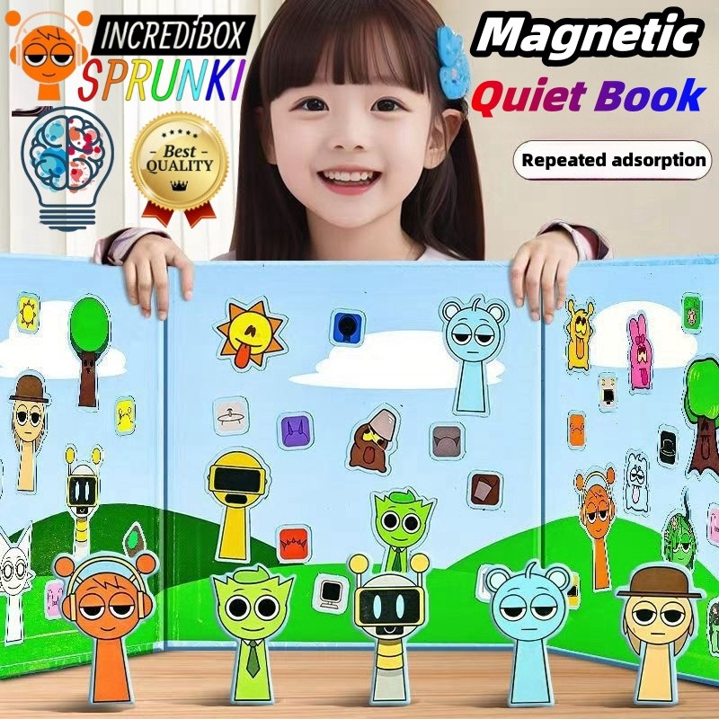 Hot Sprunki Incredibox Sprunki Quiet Book Magnetic Toy Making Diy Scene ...