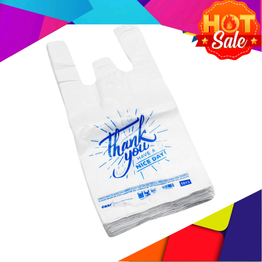 Plastik Putih, Plastik Bag, T-Shirt Plastic Bag with 'Thank You ...