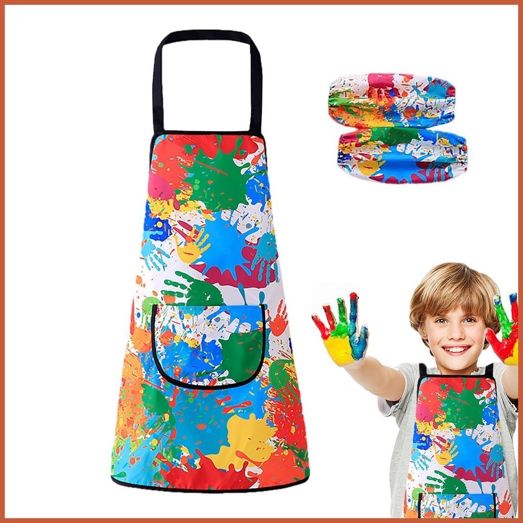 Kids Graffiti Craft Apron Art Smocks With Pocket And Sleeves For ...