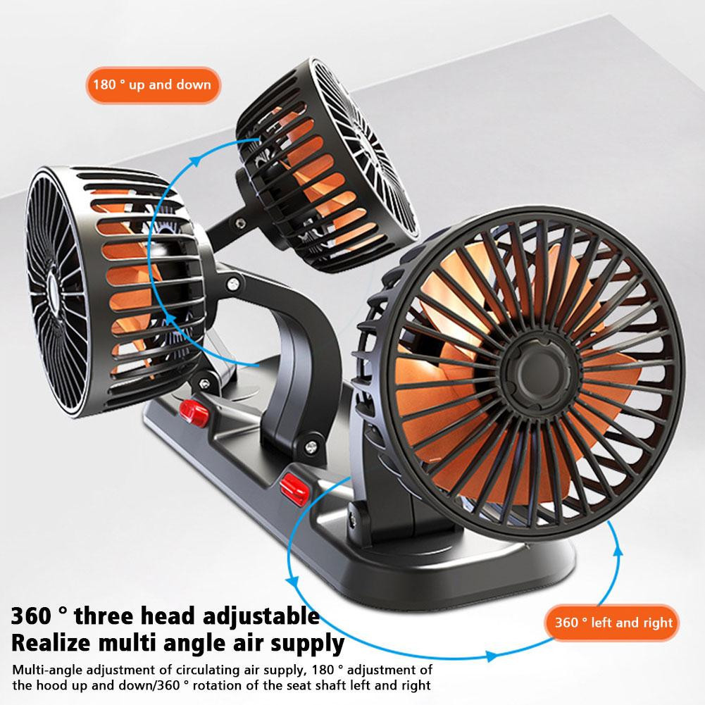 5/12/24V Auto Cooler Dual Head Mini Electric Car Fan SUV G3C5 Truck RV ...
