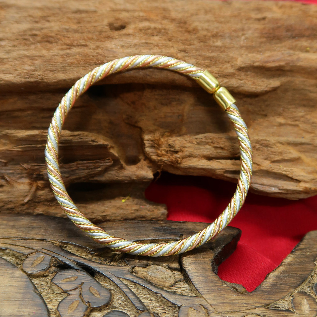 Pure Panchdhatu Kada Bracelet Adjustable Mixed Metal ,Free Size, Kappu ...