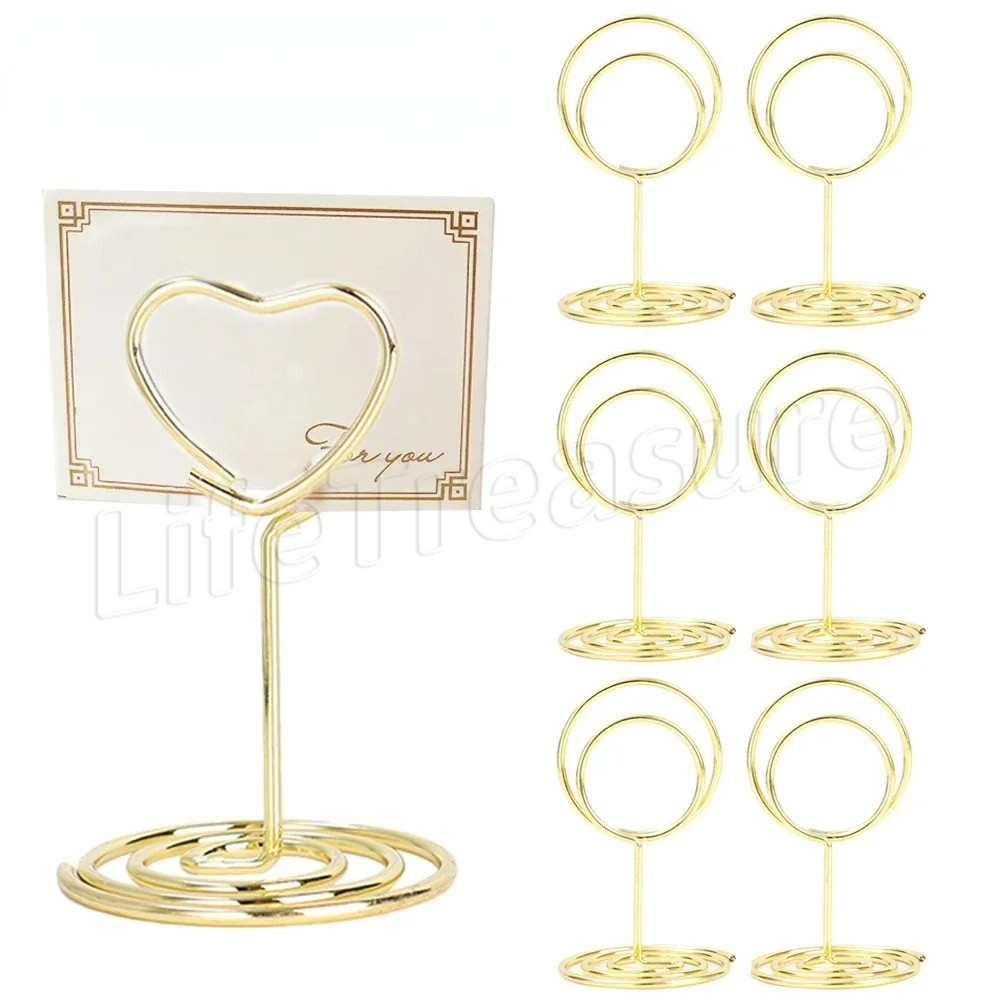 Metal Place Card Holders - Wedding Table Place Card Stands - Round ...