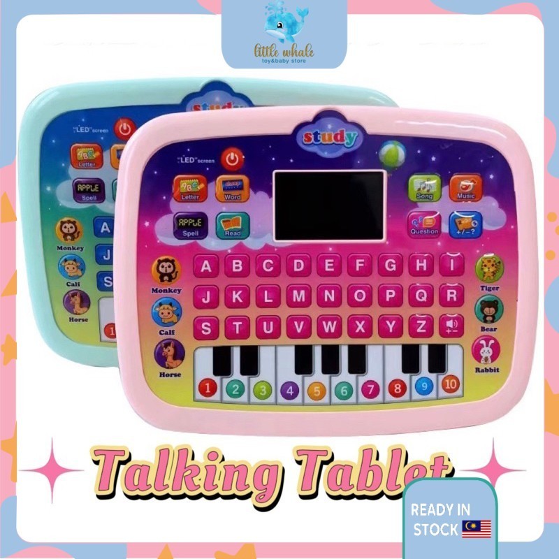 🐳Mainan Belajar LED Screen Learning Laptop Piano Toy Alphabet Piano Toy ...