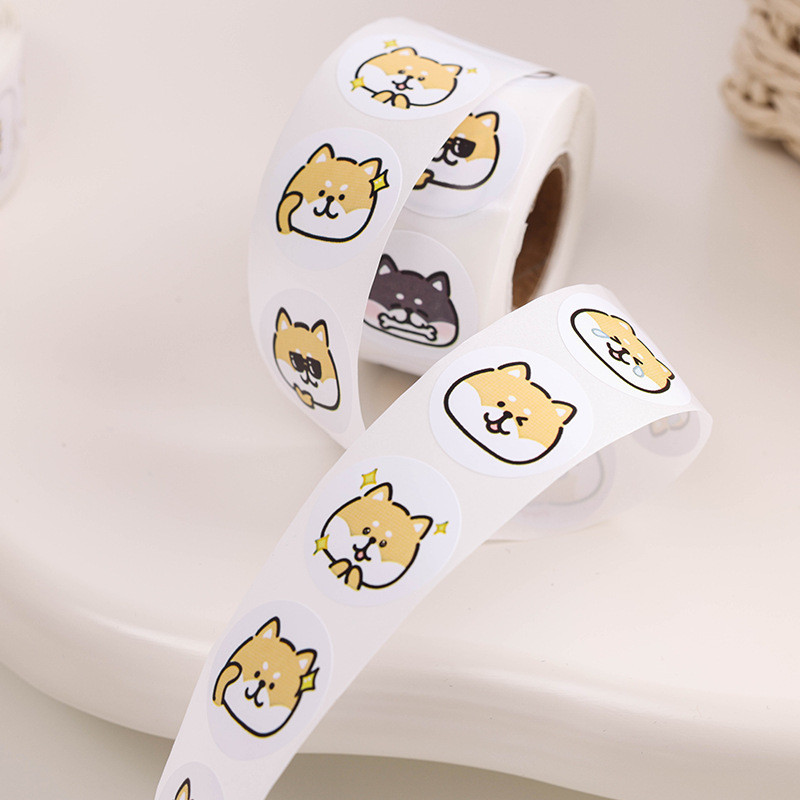 500pcs/shiba Inu Emoticon Pack Sticker Round Sealing Sticker Adhesive ...