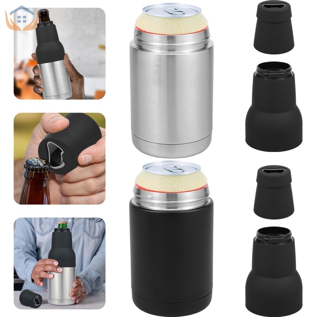 Beer Bottle and Can Cooler with Beer Opener Portable Can Cooler Beer ...