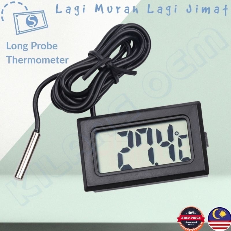LCD Long Probe Digital Thermometer Hygrometer Fridge Freezer ...