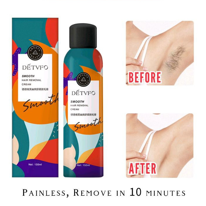 DETVFO 100% Natural Hair Removal Cream Extra Smooth 脱毛喷雾 painless hair removal foam spray ...