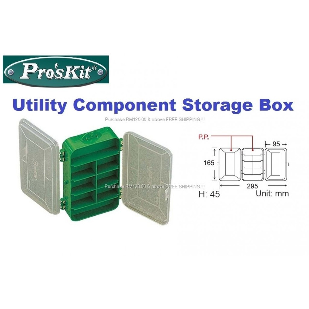 Pro'sKit #103-132C Utility Component Storage Box (O.D.:165x95x45mm ...