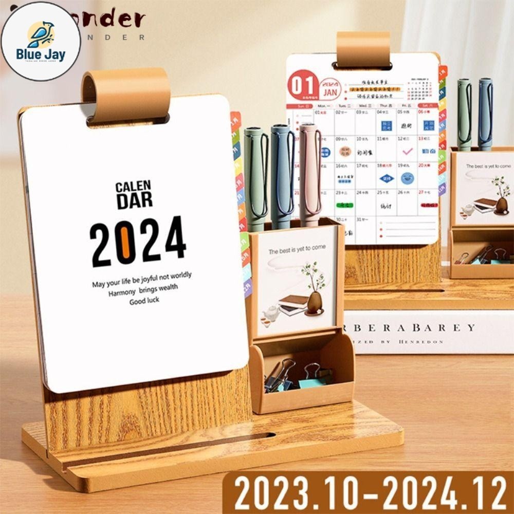 BJ Flip Standing Desk Calendar, To Do List with Pen Holder Daily ...