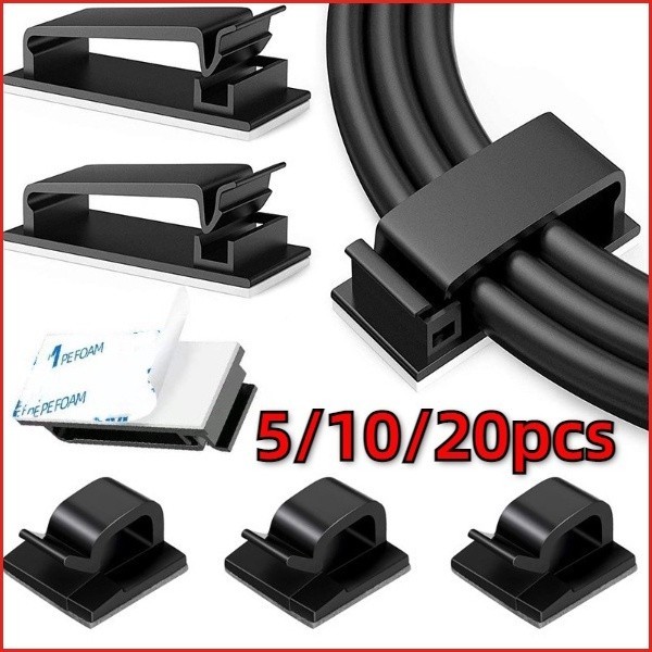 HOME⭕5/10/20pcs Self-adhesive Cable Organizer Wire Tie Cable Clamp ...