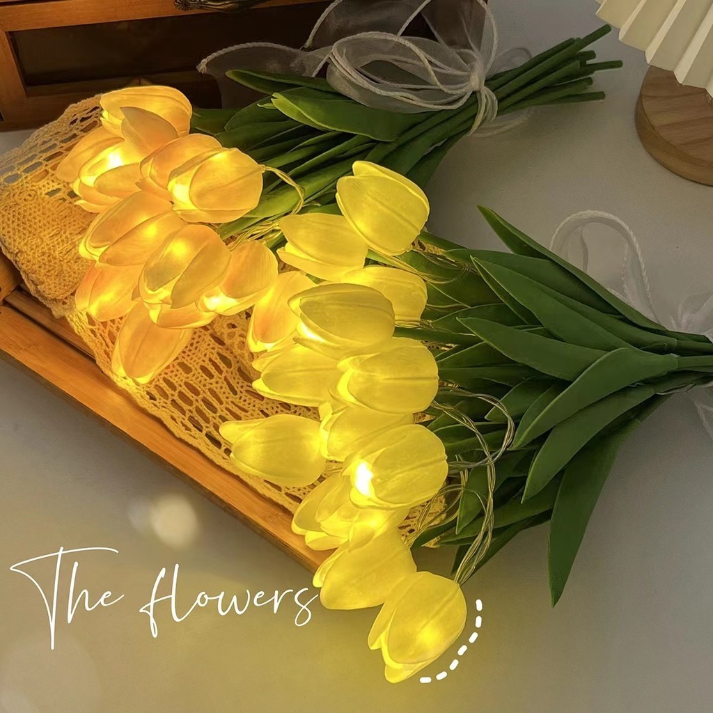 Tulip Artificial Flowers with LED Light, Tulip Lamp Fake Flowers ...