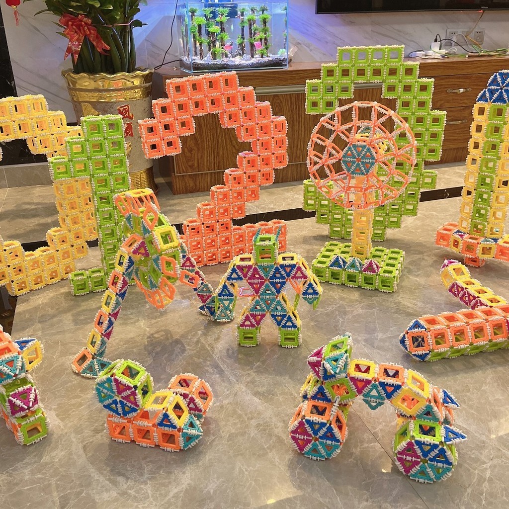 130/80 Changeable Building Block Tiles STEM & Learning Building Toys ...