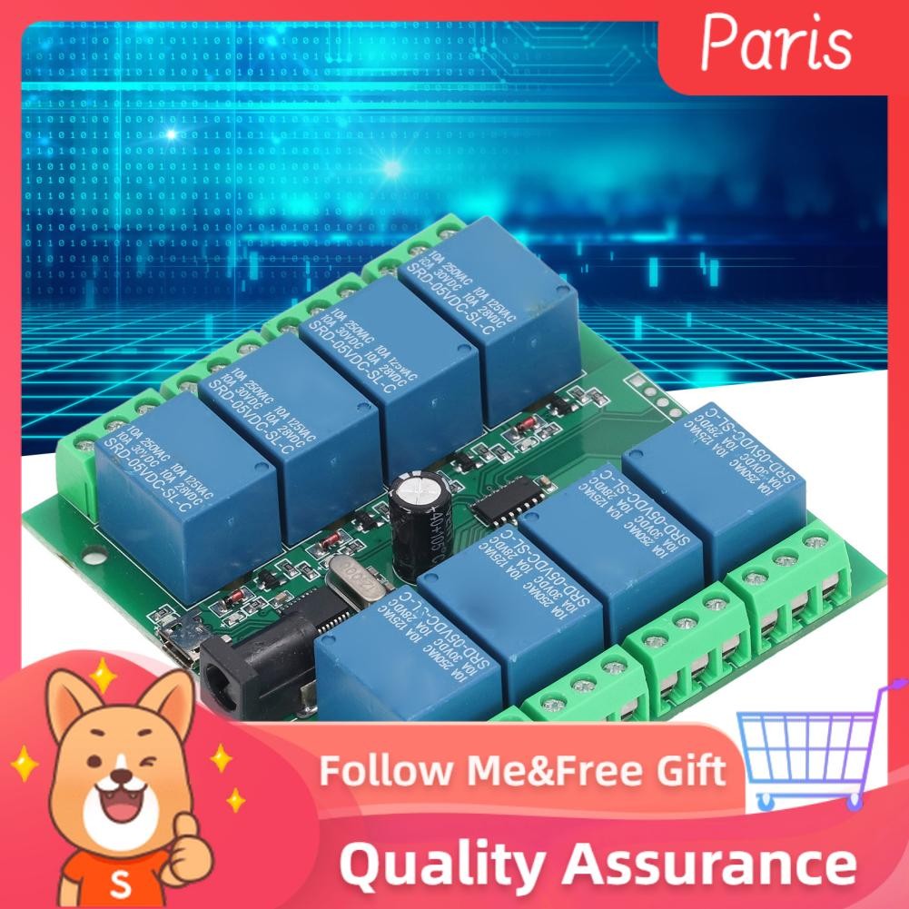 Superparis USB Relay Module Durable DC5V 8 Channel Compact Intelligent Control for Mechatronics ...