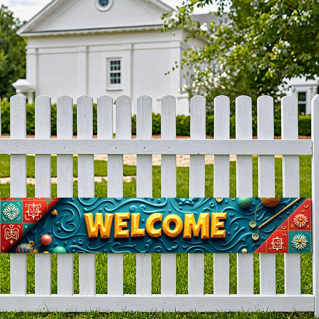 Welcome Sign Banner Colorful Gold Letters Event Decoration Party Wall ...