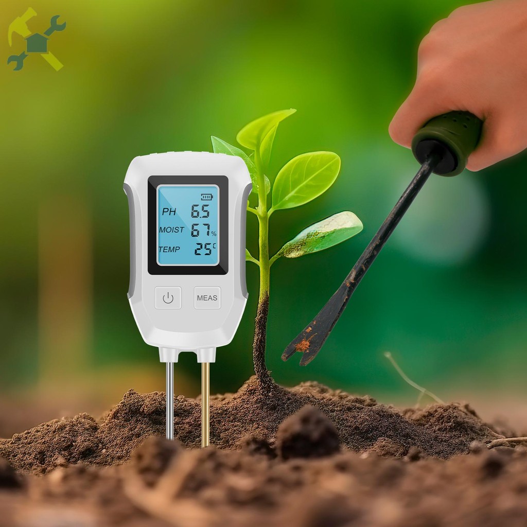 Soil Tester ABS Soil pH Meter Soil Test Meter Backlit LCD Double Probe ...