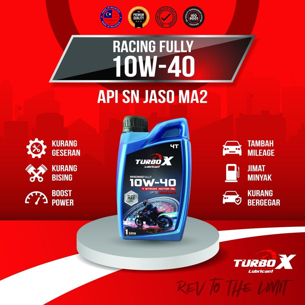 Turbo X Engine Oil 4T RACING FULLY 10W-40 Minyak Racing Terbaik untuk ...
