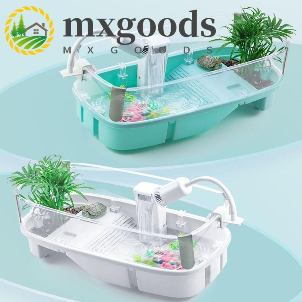 MXGOODS Turtle Tank, Bask Platform Bottom Drain Turtle House, Durable Multi-function Area Large ...