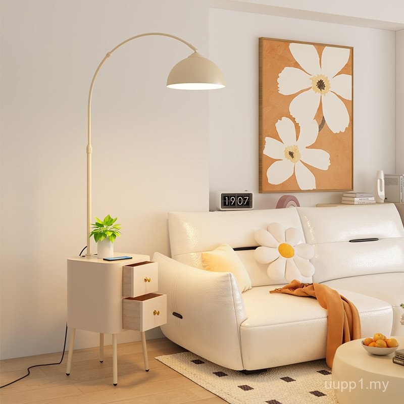 Ins Cream Style Fishing Floor Lamp Living Room Drawer Integrated Table ...
