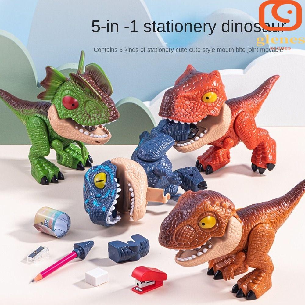 GLENES Dinosaur Stationary Set, Eraser 5 in 1 Animal Model Stationary ...