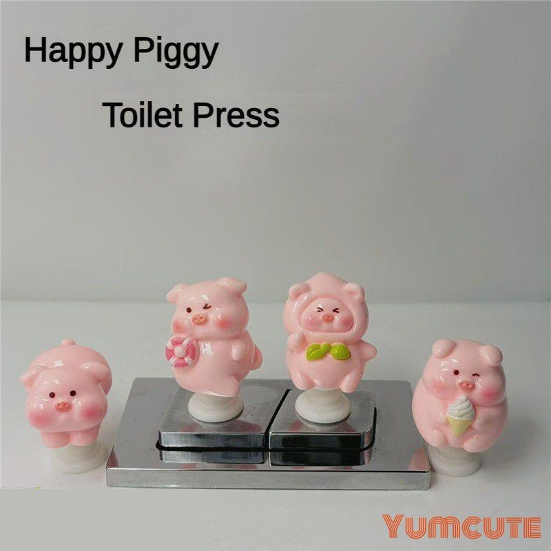 Toilet Presser Handle Cute Pig Toilet Press Button Bathroom Water Tank ...