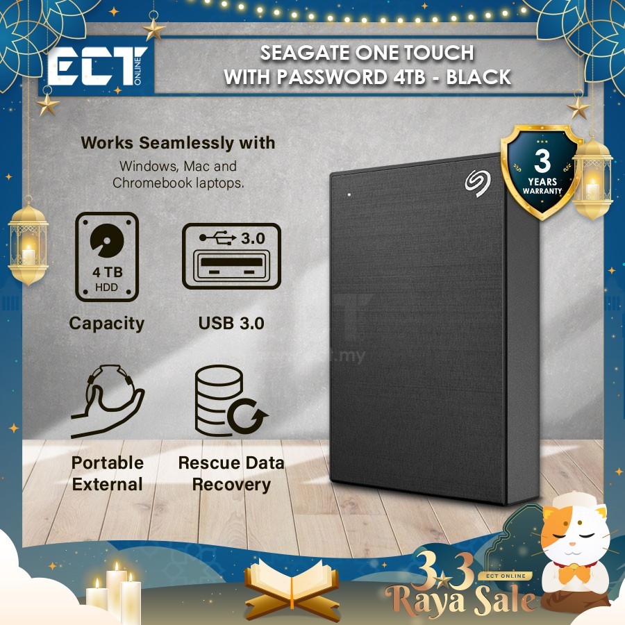 Seagate One Touch with Password 4TB - Black / Silver / Blue / Space ...