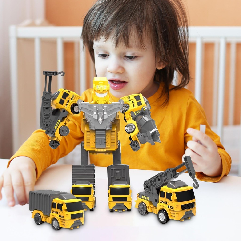 Car Robot Toys Press and Go Transform Vehicles Combined Robot for Kids ...