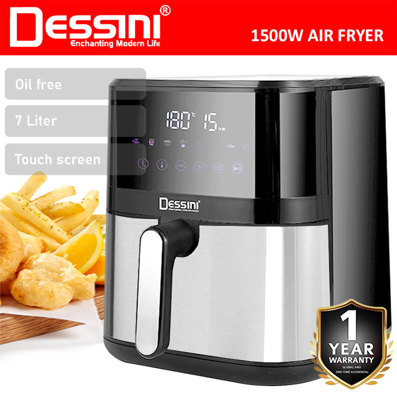 DESSINI ITALY 7L Electric Air Fryer Convection Oven Toaster Timer Oil ...