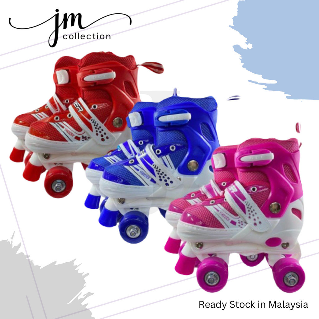 Ready Stock !!! Double Row Adjustable Roller Skate Kids/ Kasut 4 Roda ...