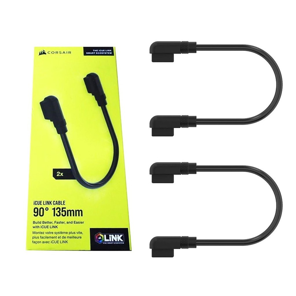 Corsair iCUE LINK Cables - 2x 135mm Slim 90-degree (Black), CL-9011133 ...