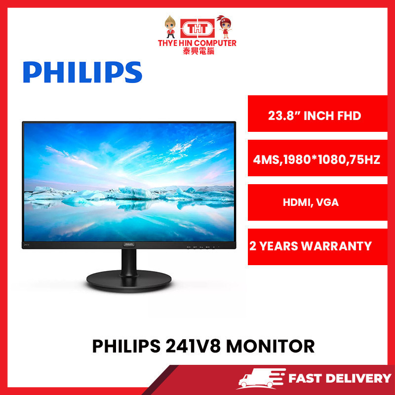 PHILIPS V LINE 241V8 LCD MONITOR 23.8" | Shopee Malaysia