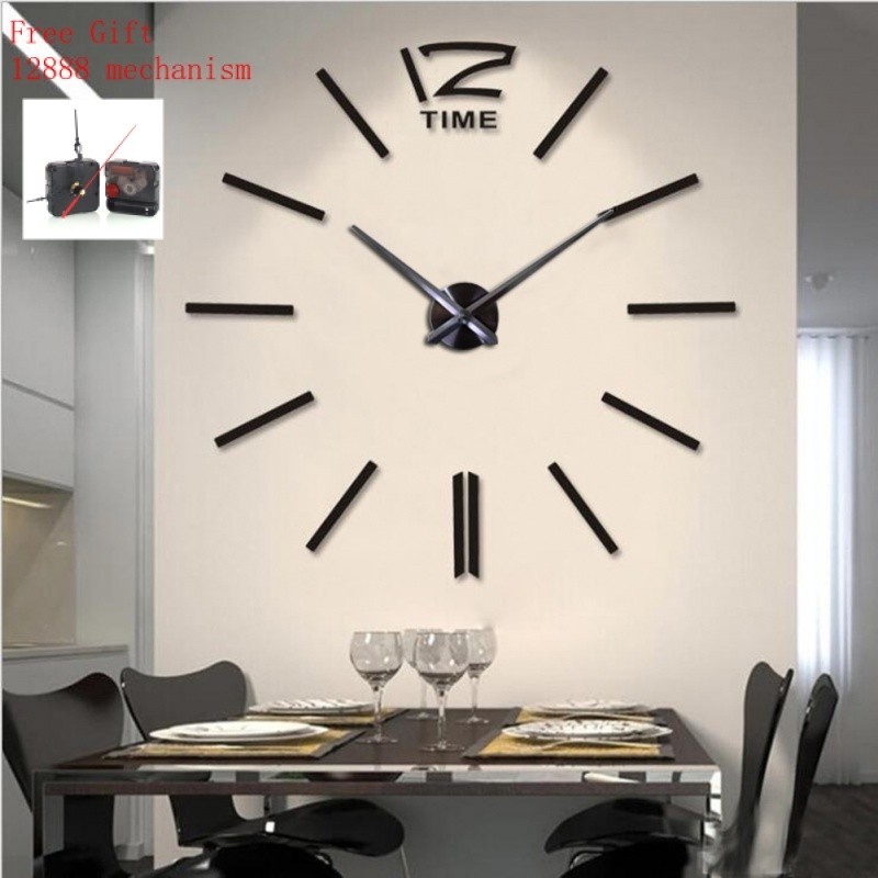 Size Clock Wall Clock Art Unique diy Background Wall Oversized Silent ...