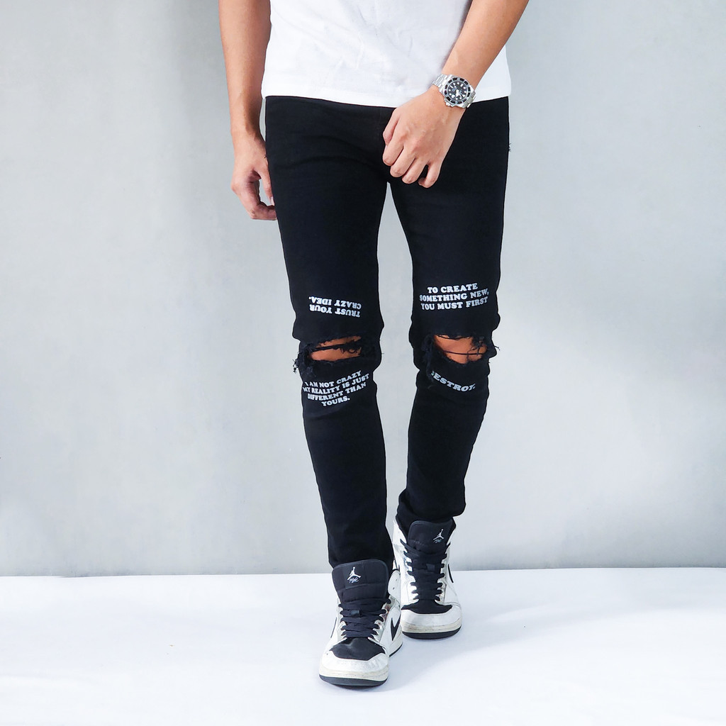 Papago - Men's Skinny Slimfit Jeans - Destroy | Shopee Malaysia