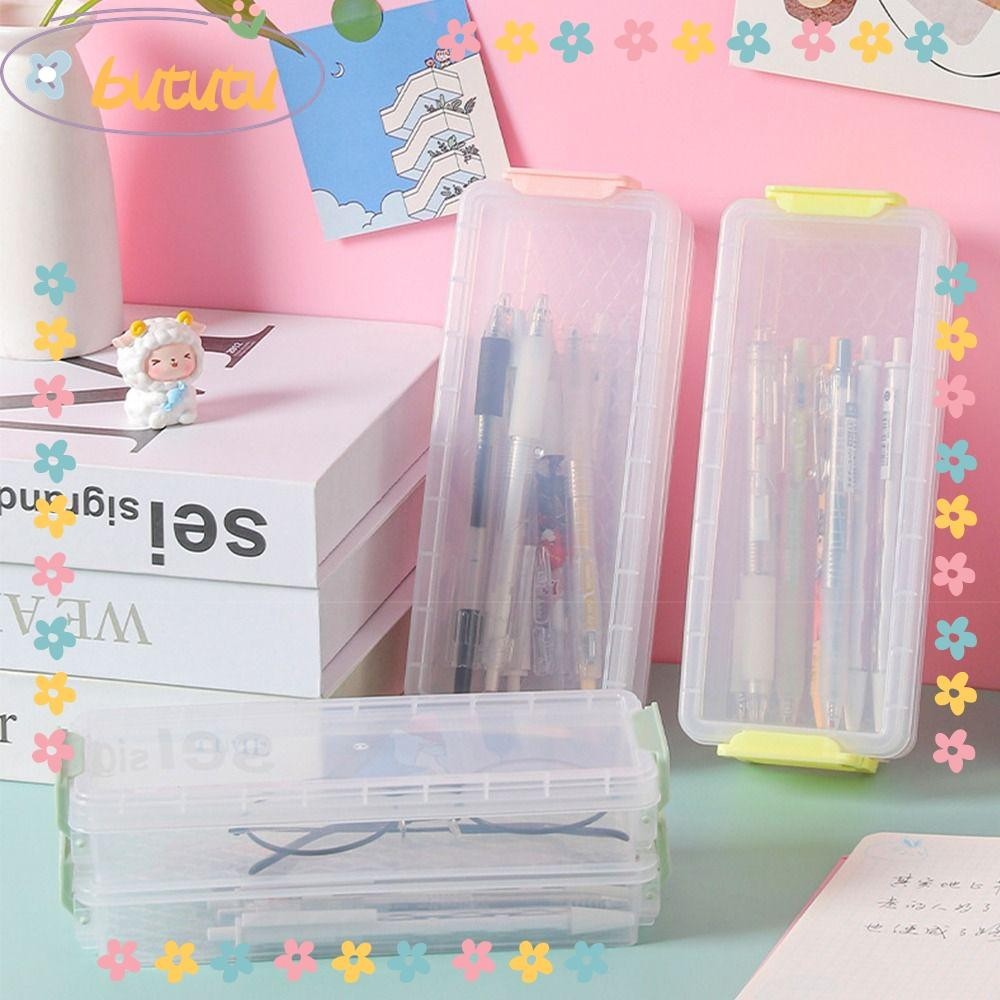 BUTUTU Pencil Creative Double-layer Transparent Desktop Storage Box ...