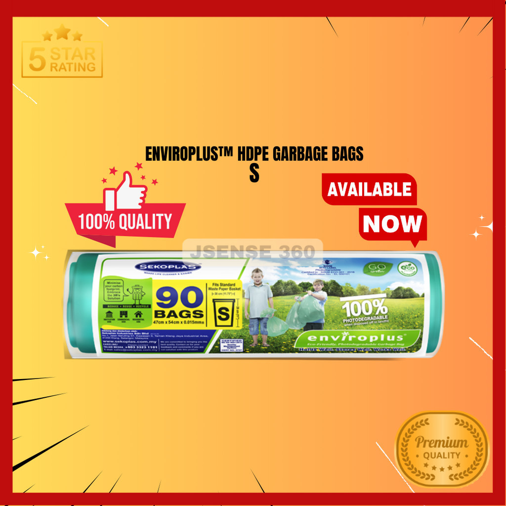 SEKOPLAS Enviroplus Garbage Bags / Rubbish Bag / Beg Sampah / Plastik Sampah S Size (90pcs ...