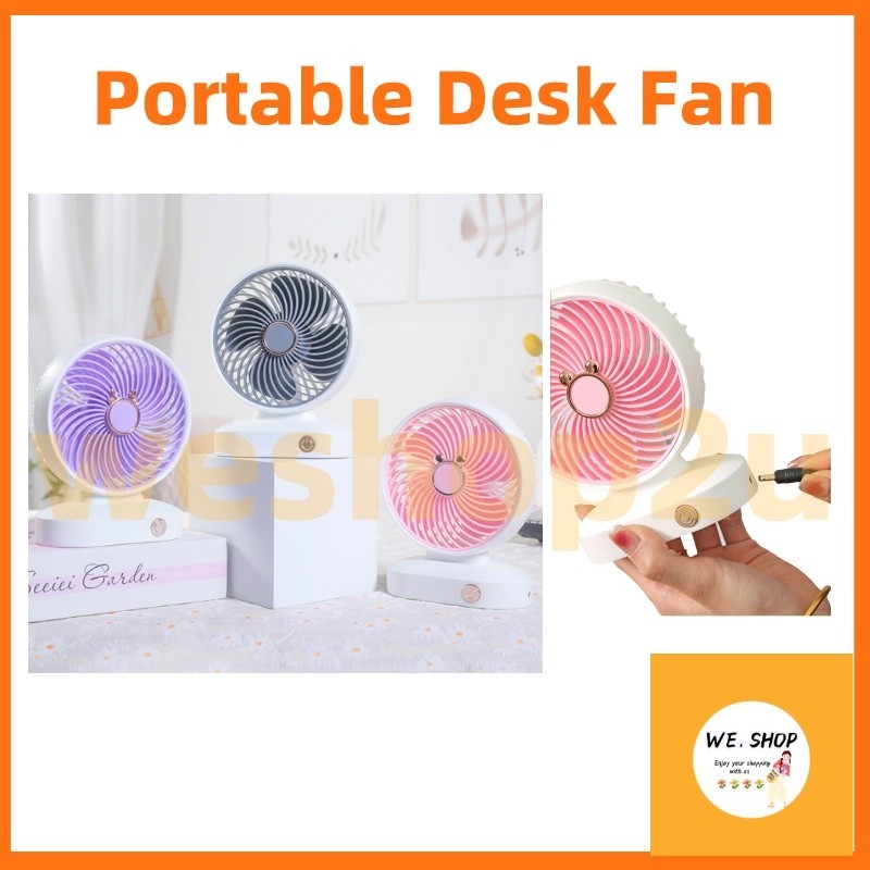 READY STOCK!!!Portable Desk Fan Mini Table USB Charging Fan Small Kipas ...