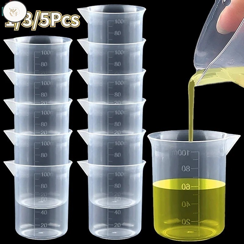 WF 1/3/5Pcs 100ml Mixing Cups Plastic Liquid Container Epoxy Resin ...