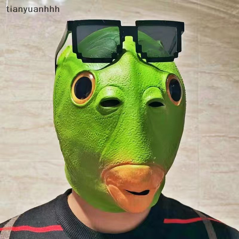 tianyuanhhh Halloween Green Fish Head Monster Mask Toy Sand Sculpture ...