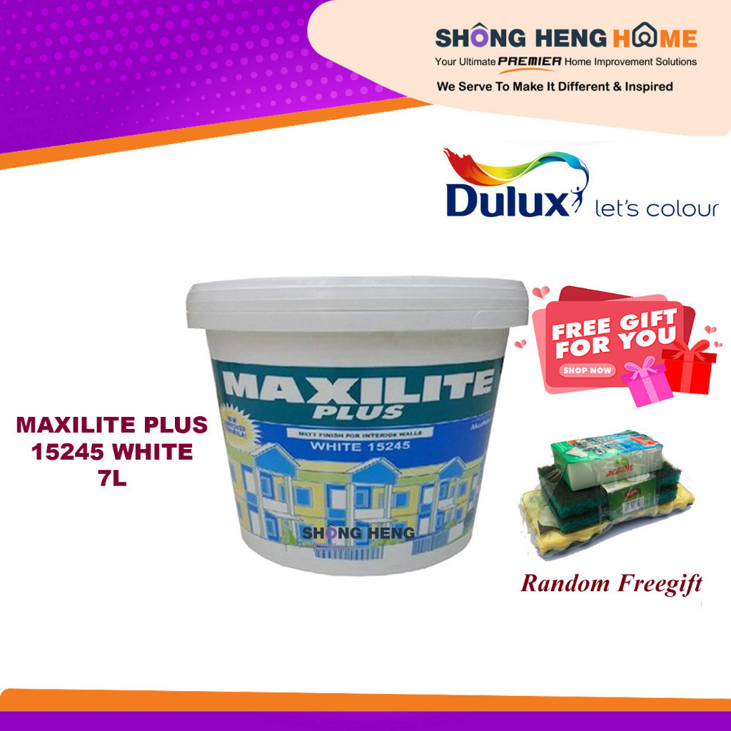 Dulux 7L Maxilite Plus White 15245 + FOC Random Sponge | Shopee Malaysia