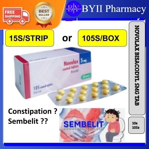 NOVOLAX BISACODYL 5MG TAB 15s/strip OR 105s/box (alternative to ...